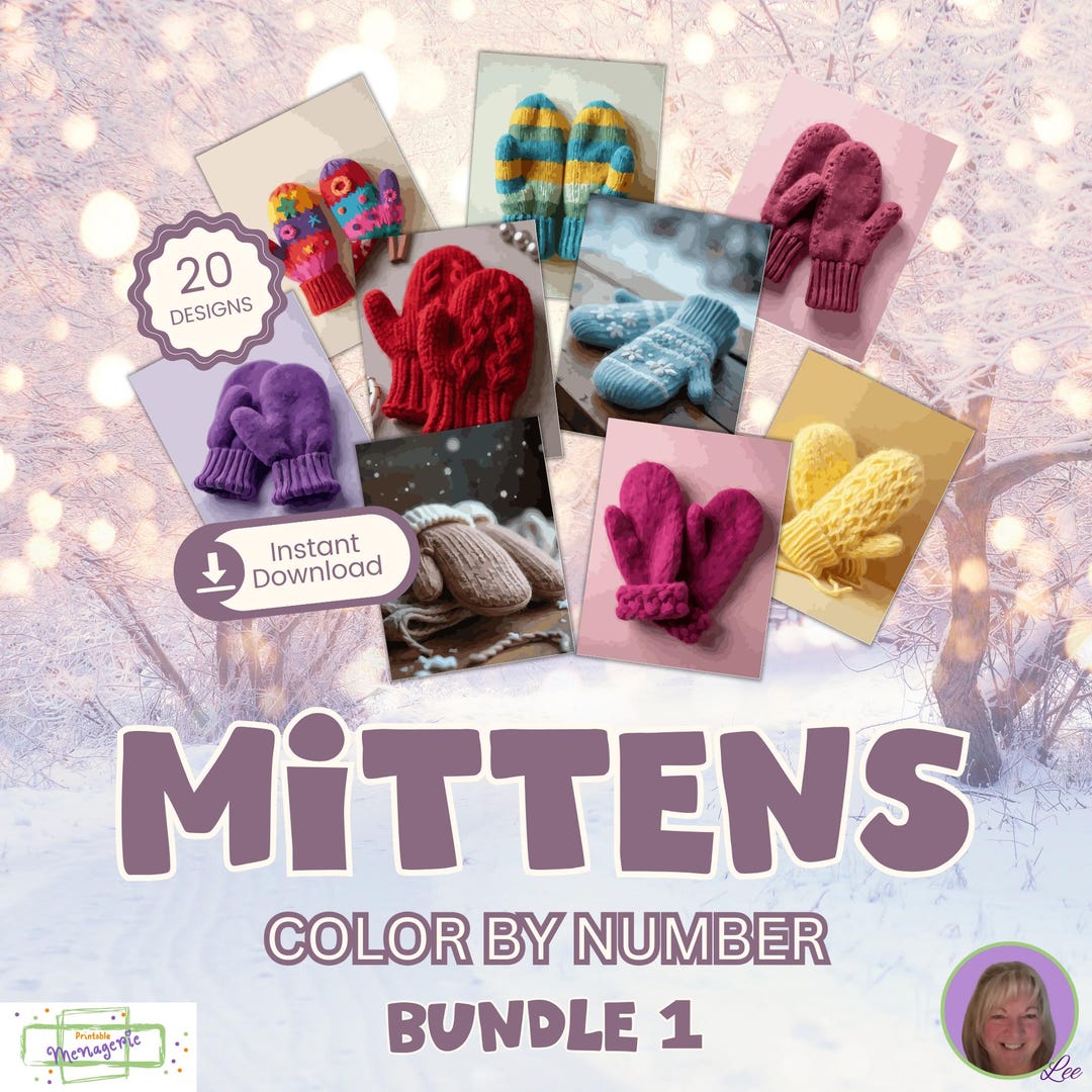 Mittens Bundle 1 - Color by Number - INSTANT DOWNLOAD - Personal Use ...