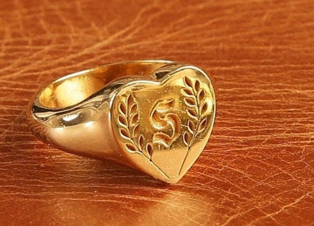 14K Gold Signet Ring for Women / Signet Initial Ring / Personalized ...