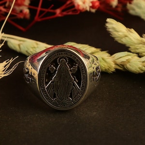 Marian Consecration Ring, Virgin Mary Ring, Sterling Silver Miraculous ...
