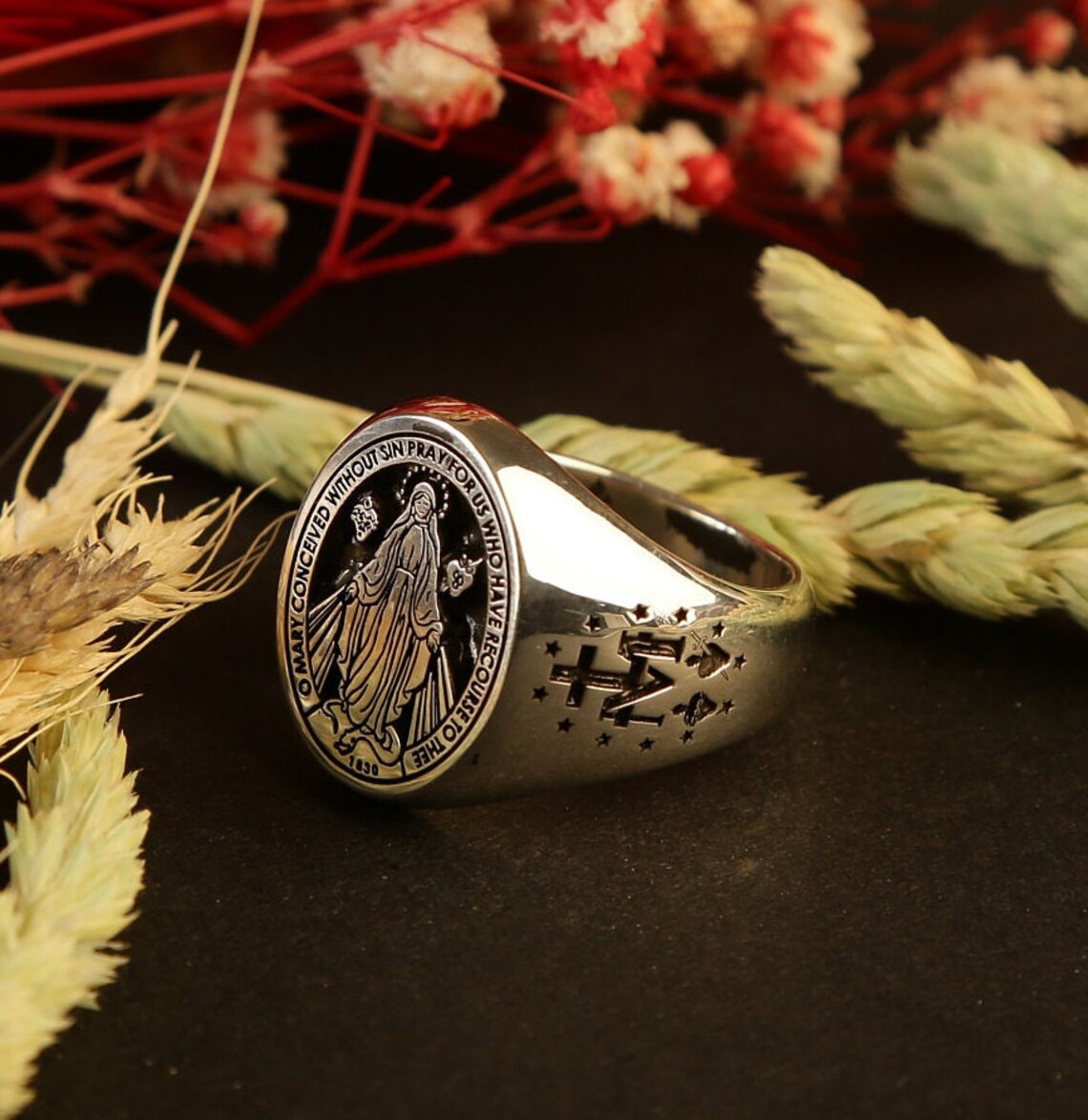 Marian Consecration Ring, Virgin Mary Ring, Sterling Silver Miraculous ...
