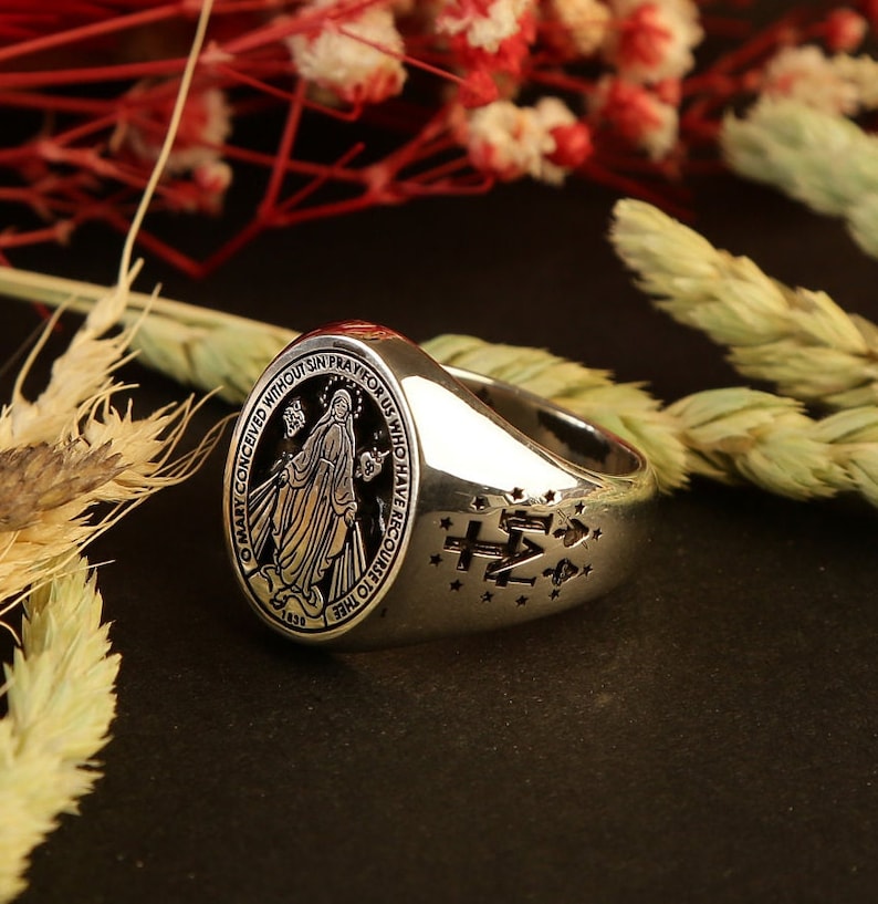 Marian Consecration Ring, Virgin Mary Ring, Sterling Silver Miraculous ...