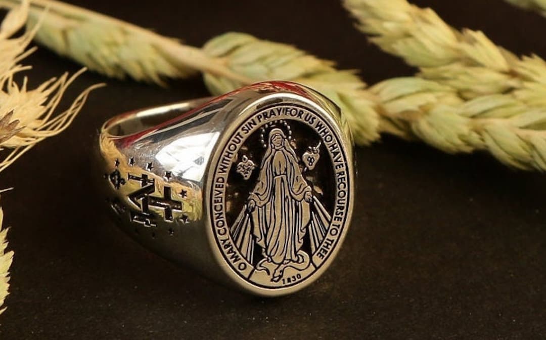 Marian Consecration Ring, Virgin Mary Ring, Sterling Silver Miraculous ...