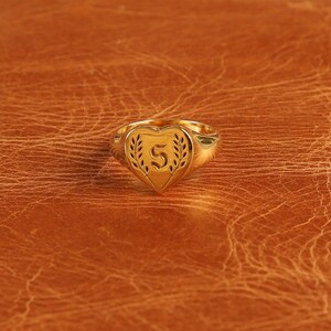 14K Gold Signet Ring for Women / Signet Initial Ring / Personalized ...