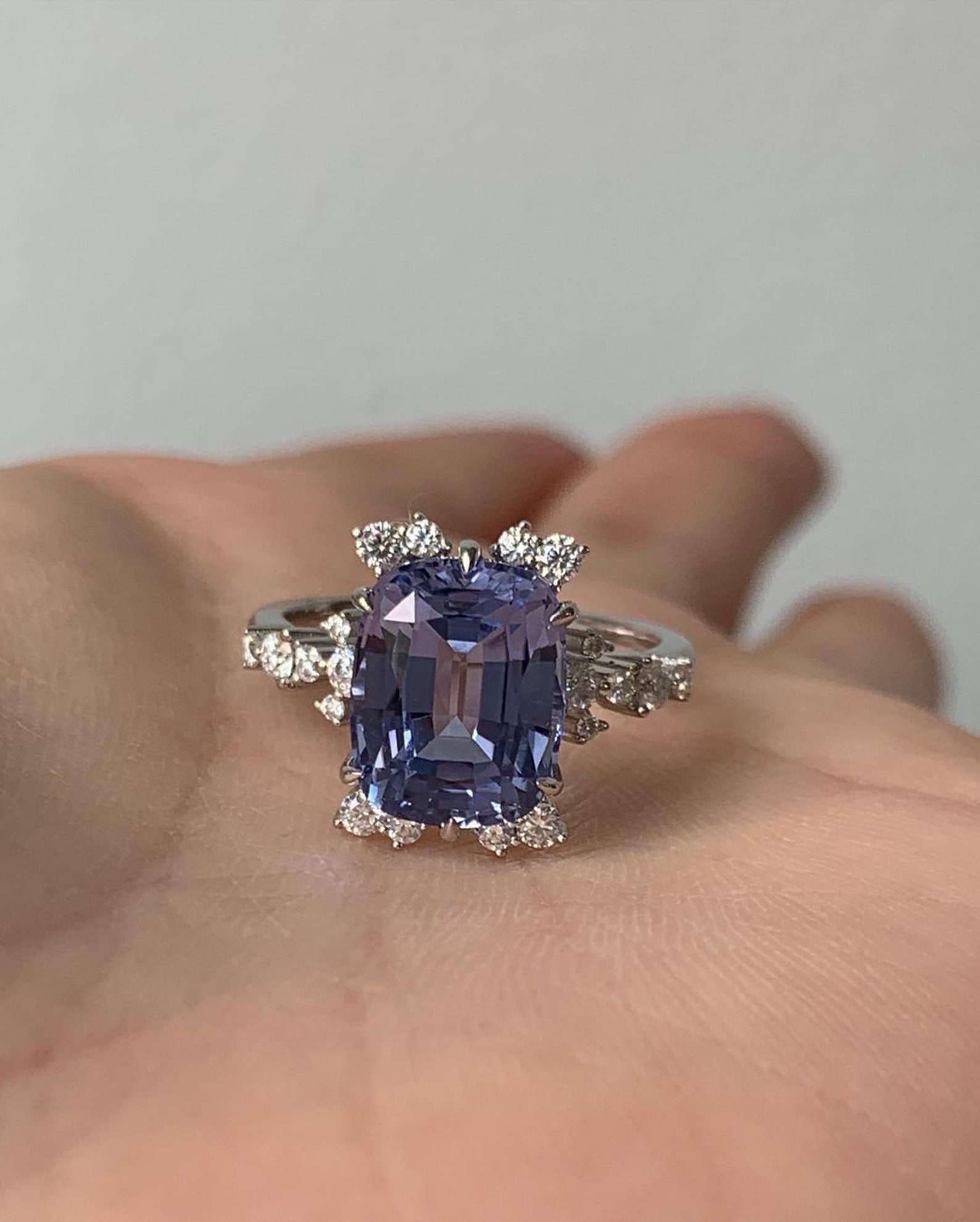 Cushion Cut Sapphire Engagement Ring Sapphire Engagement Ring Gemstone ...