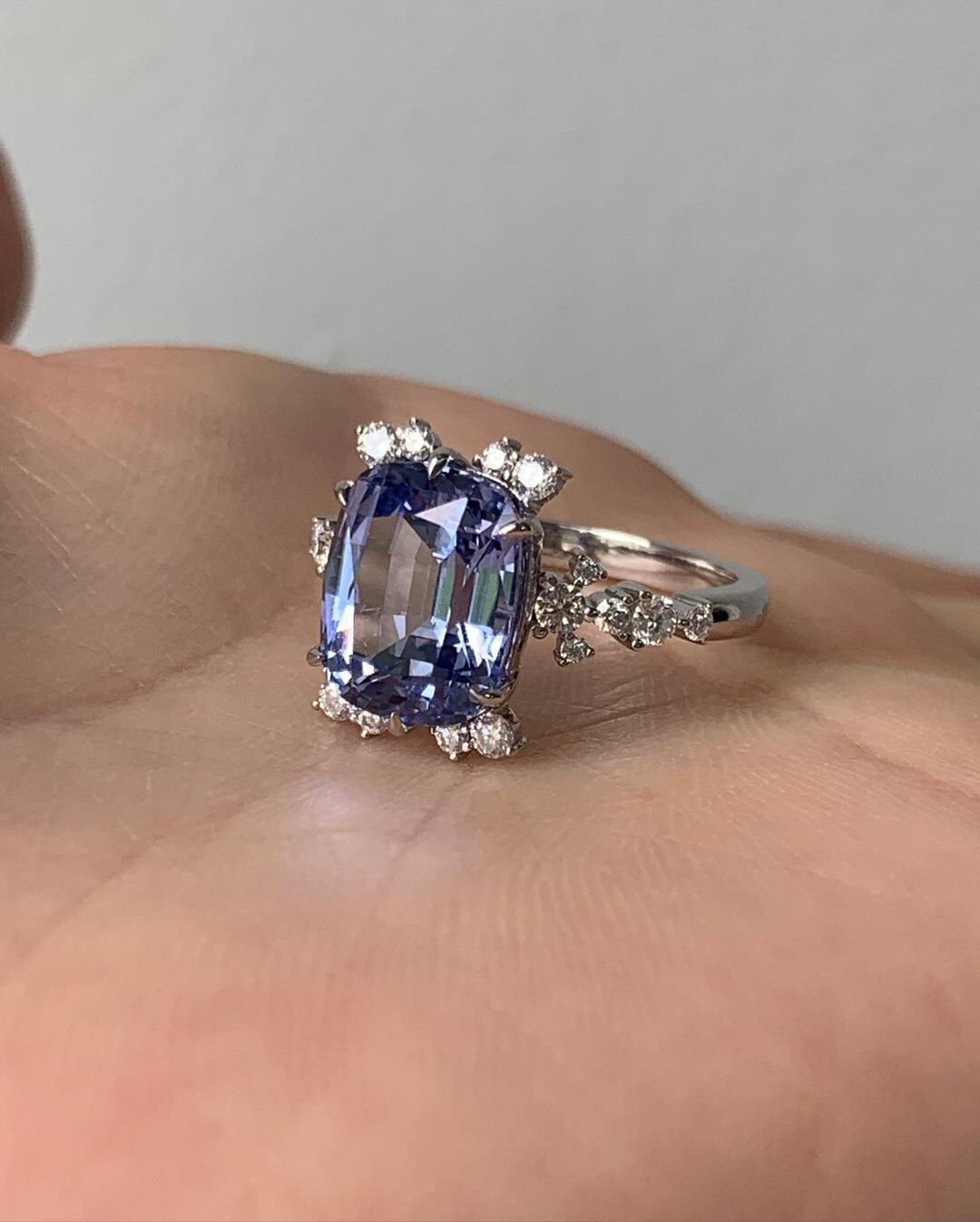 Cushion Cut Sapphire Engagement Ring Sapphire Engagement Ring Gemstone ...