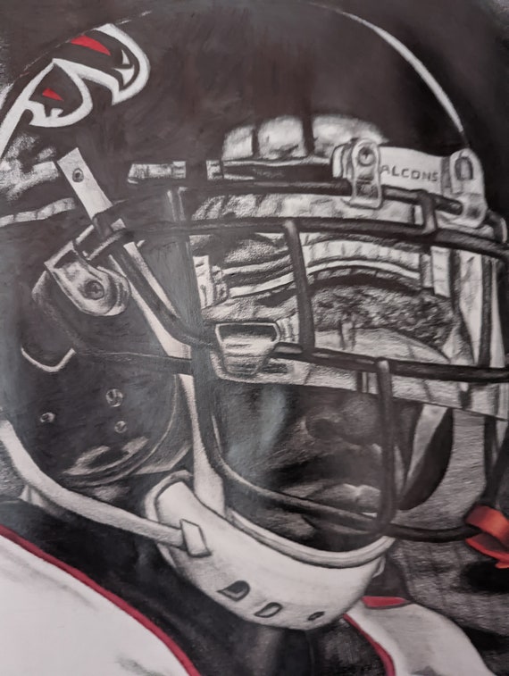 Football Helmet Pencil Drawing