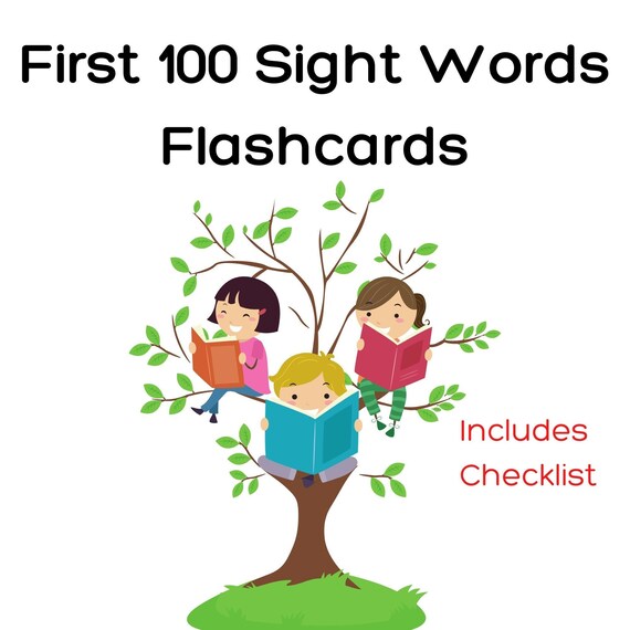 First 100 Sight Word Flash Cards INSTANT DOWNLOAD - Etsy