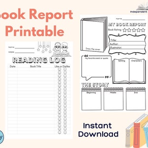 Book Report Reading Log Book Review Reading Tracker - Etsy