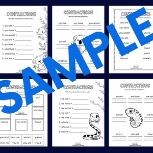 Grammar Worksheets: 28 Pages of Contractions Worksheets - Etsy