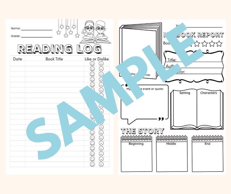 Book Report Reading Log Book Review Reading Tracker - Etsy