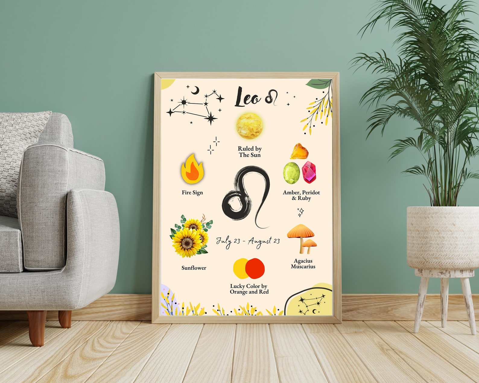 Leo Art Print Leo Zodiac Print Leo Digital Art Leo | Etsy