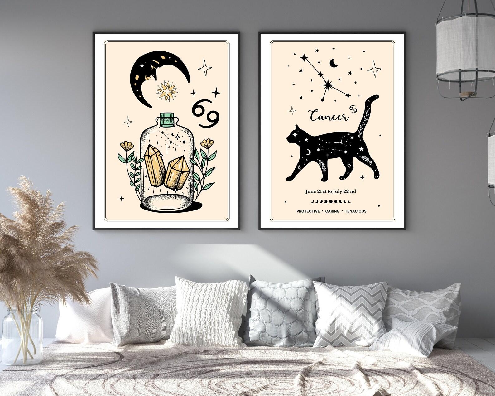 Cancer Zodiac Sign Print Cancer Astrology Wall Art Cancer - Etsy