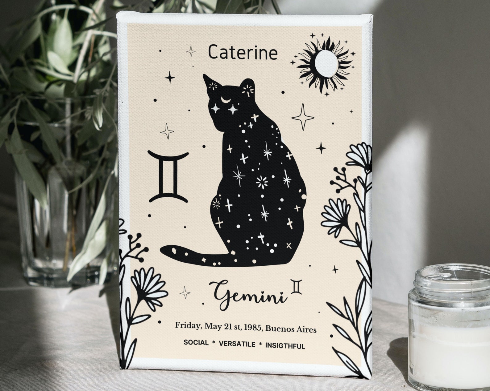 Gemini Wall Art, Gemini Art Print, Gemini Decor, Personalized Zodiac ...