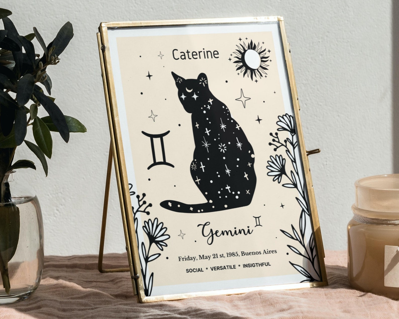 Gemini Wall Art, Gemini Art Print, Gemini Decor, Personalized Zodiac ...