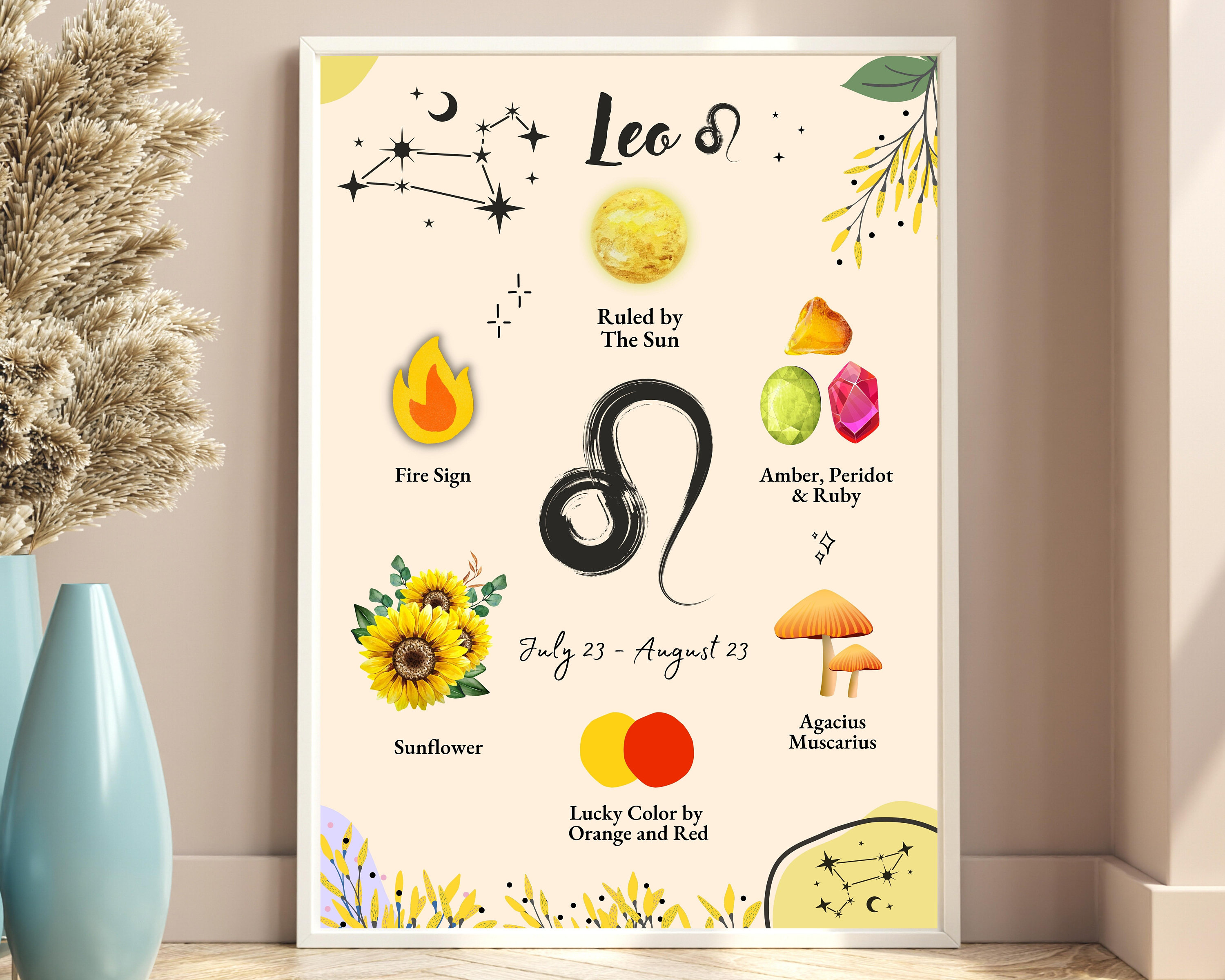 Leo Art Print Leo Zodiac Print Leo Digital Art Leo | Etsy