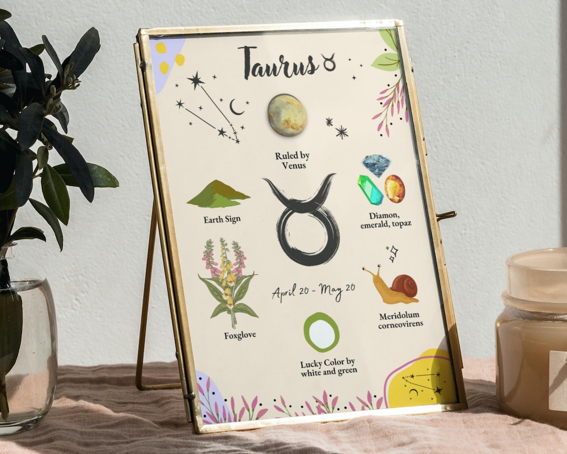 Taurus Zodiac Sign Wall Art Taurus Print Taurus Poster - Etsy