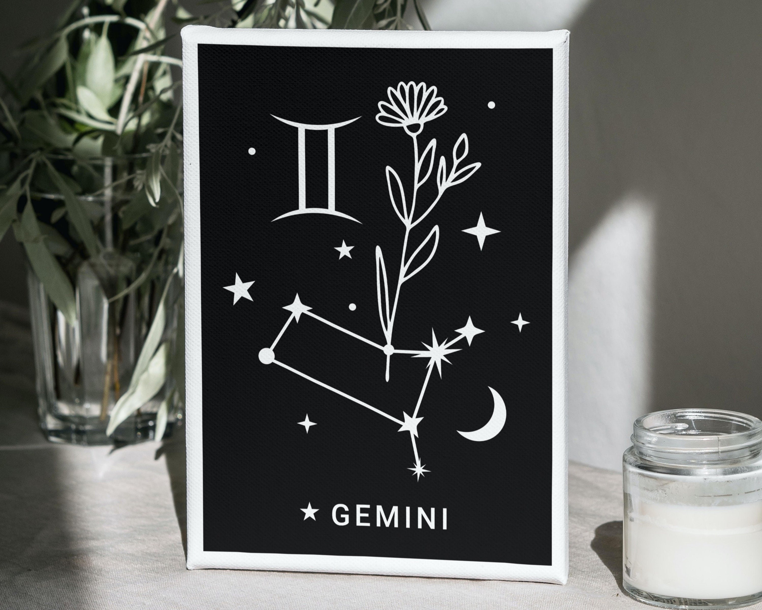 Gemini Astrology Print Gemini Poster Birth Flower Print | Etsy