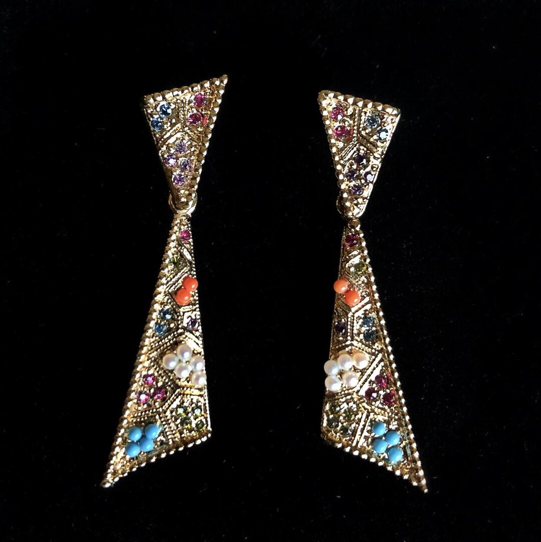 Bijoux D’ORLAN Paris, 1970s Vintage, Statement Earrings, 22k Gold ...