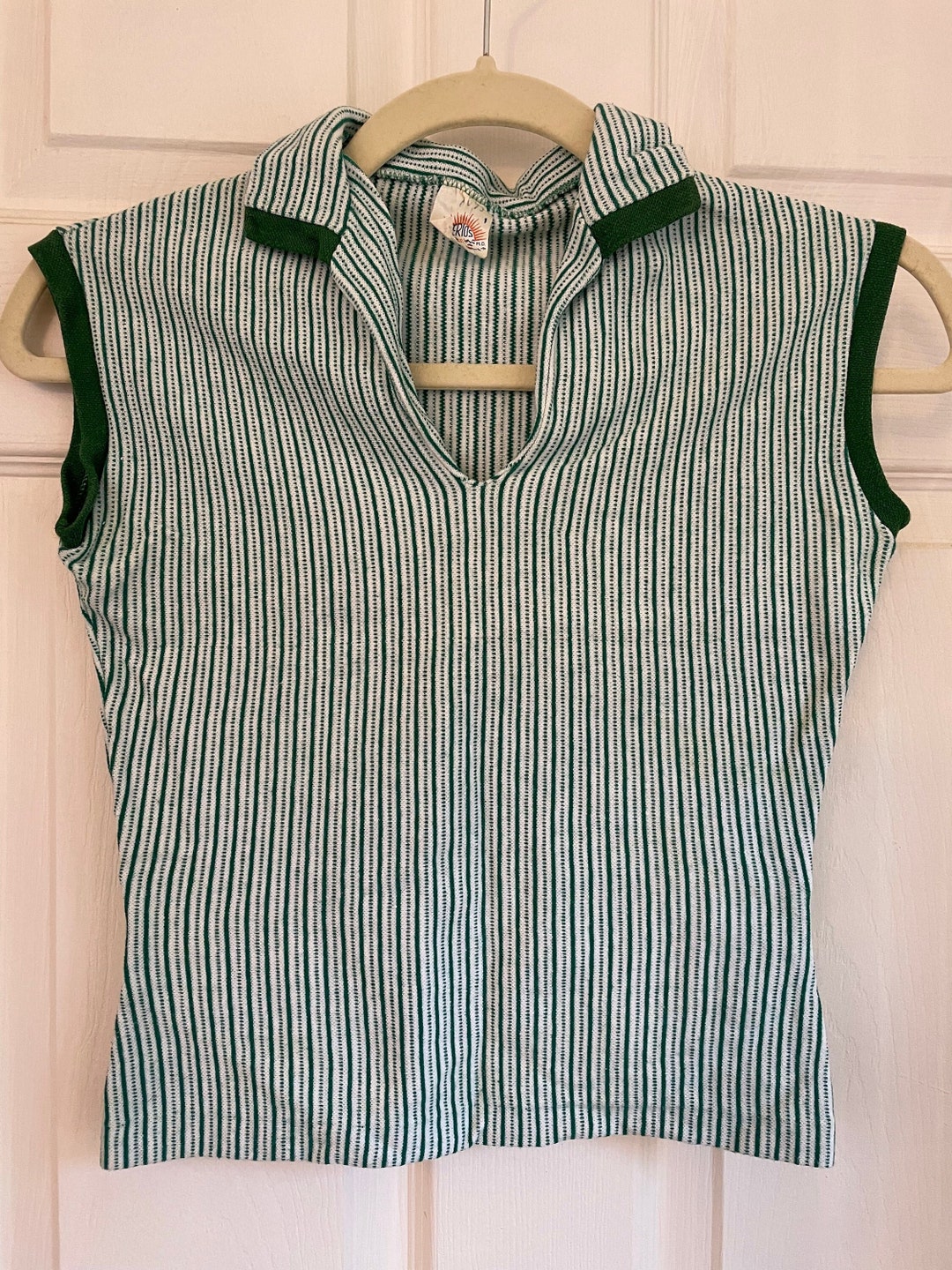 Vintage 50s Green and White Tank Top XS 1950s - Etsy