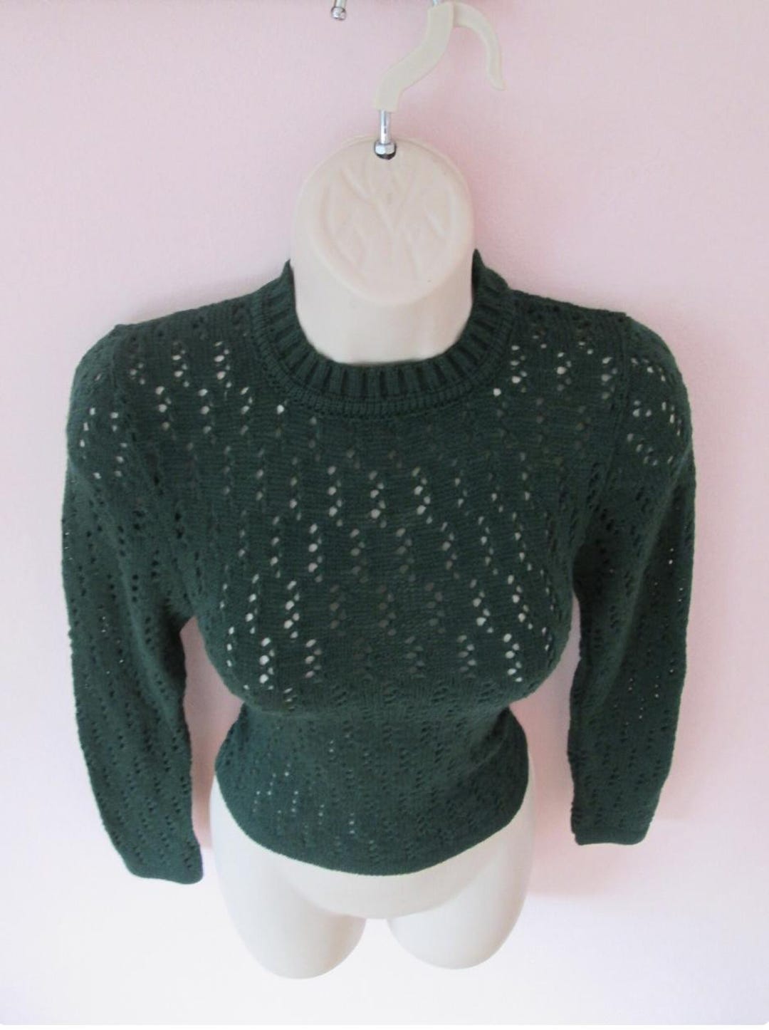 Bad Girl Vintage 1950s 50s Forest Green Mesh Knit Pullover Jumper ...
