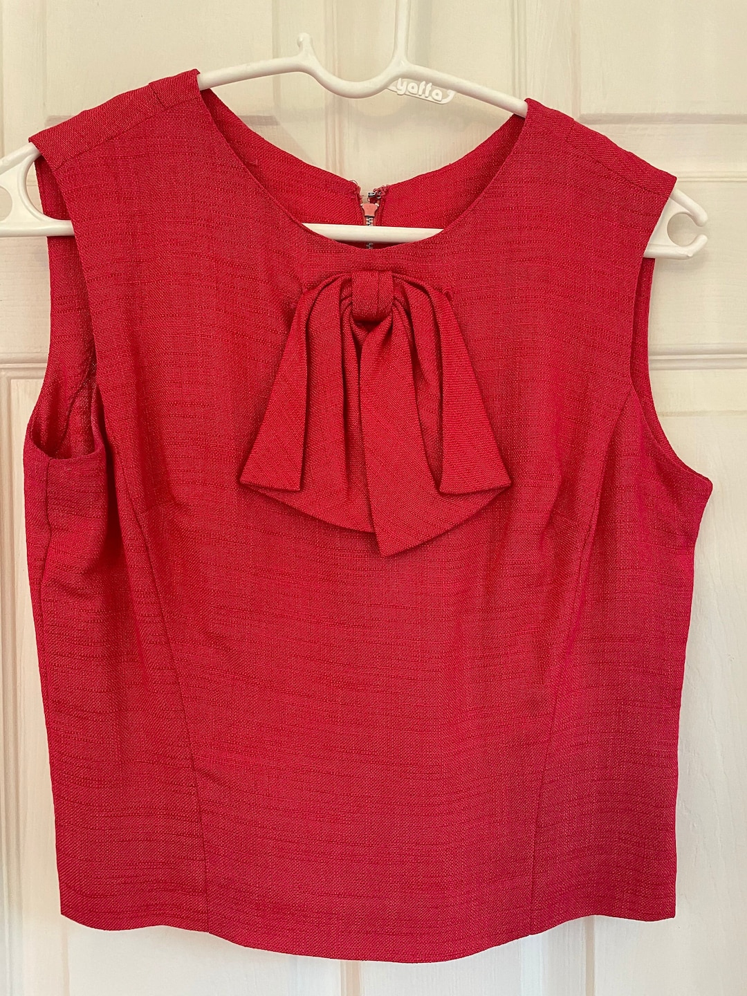 Vintage 50s 60s Hot Pink Top With Bow Sleeveless Tank Top - Etsy