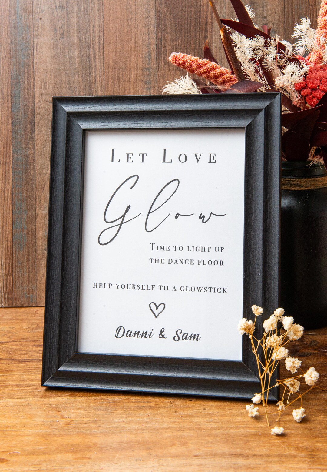 Let Love Glow Wedding Sign/ Decor Print Only/ Personalised - Etsy