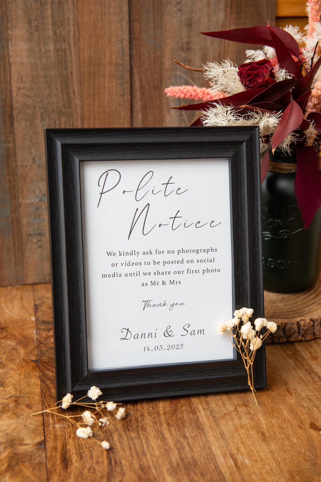 Personalized Wedding Photo Sharing Sign, Polite Notice Print - Etsy