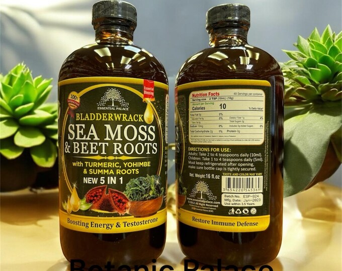 Organic Bladderwrack Sea Moss & Beet Roots With Turmeric 5 in One -16oz ...
