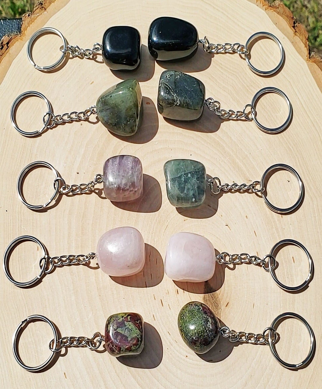Natural Tumbled Stone Keychain | Crystal Keychain | Gemstone Keychain ...