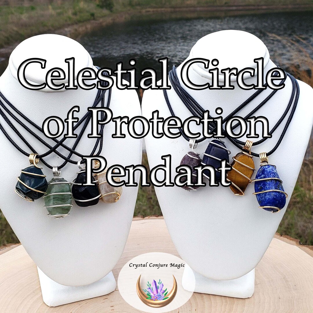 Celestial Circle of Protection Pendant - Handmade Silver Wrapped ...