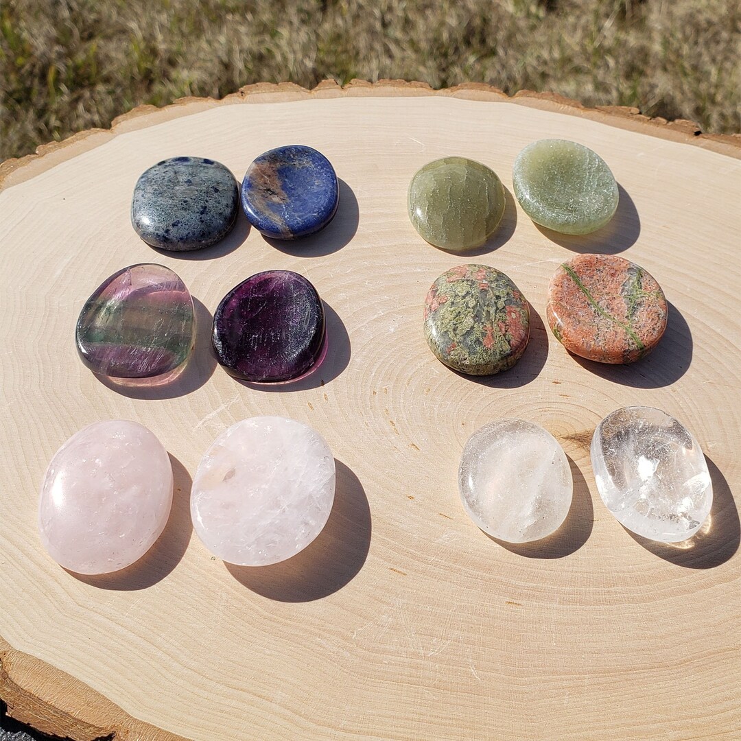 Natural Gemstone Worry Stone Stress Relief Crystal Fidget Stone Thumb ...