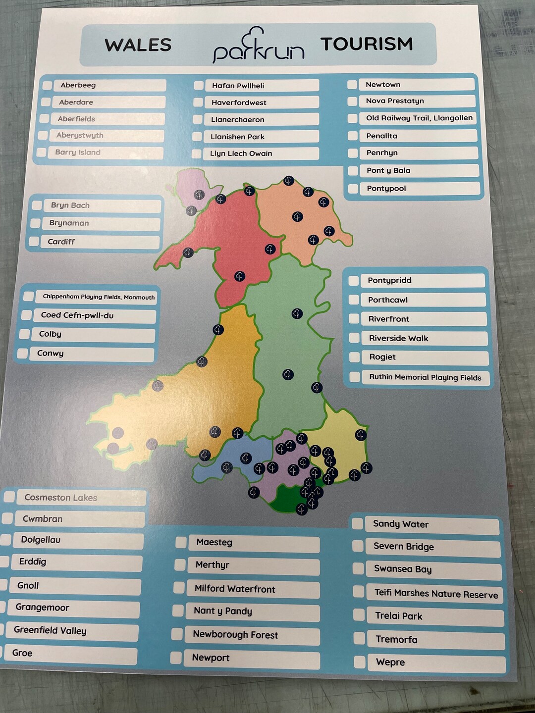 Parkrun Tourist Wales Map - Etsy