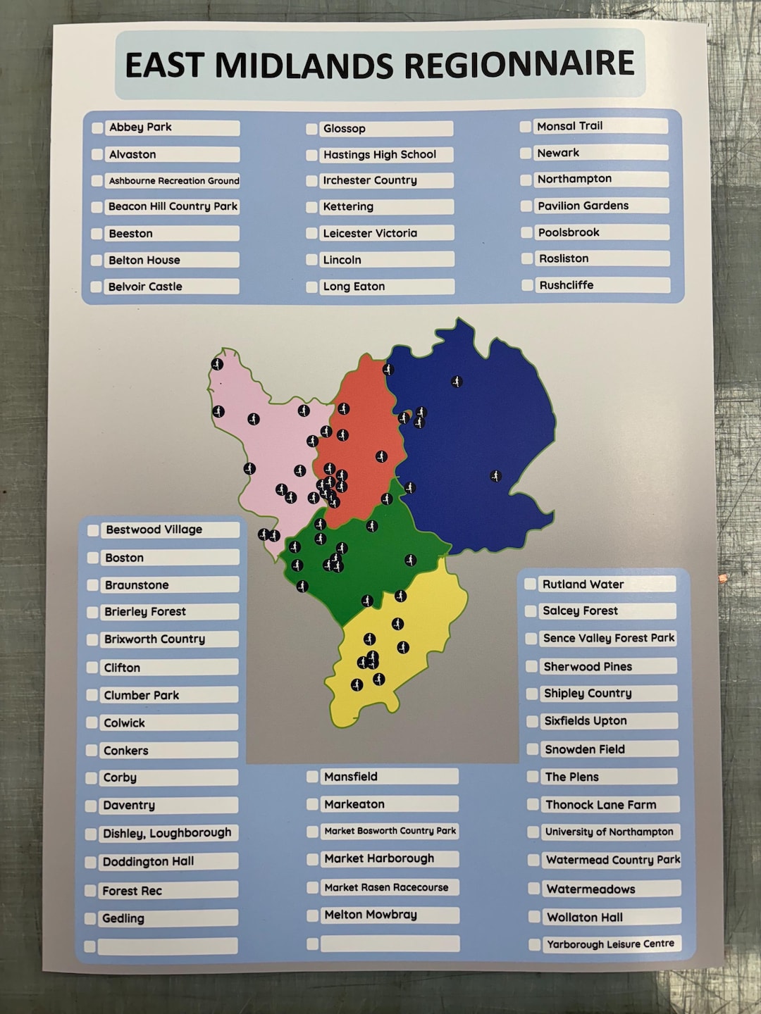 Parkrun Tourist East Midlands Map - Etsy