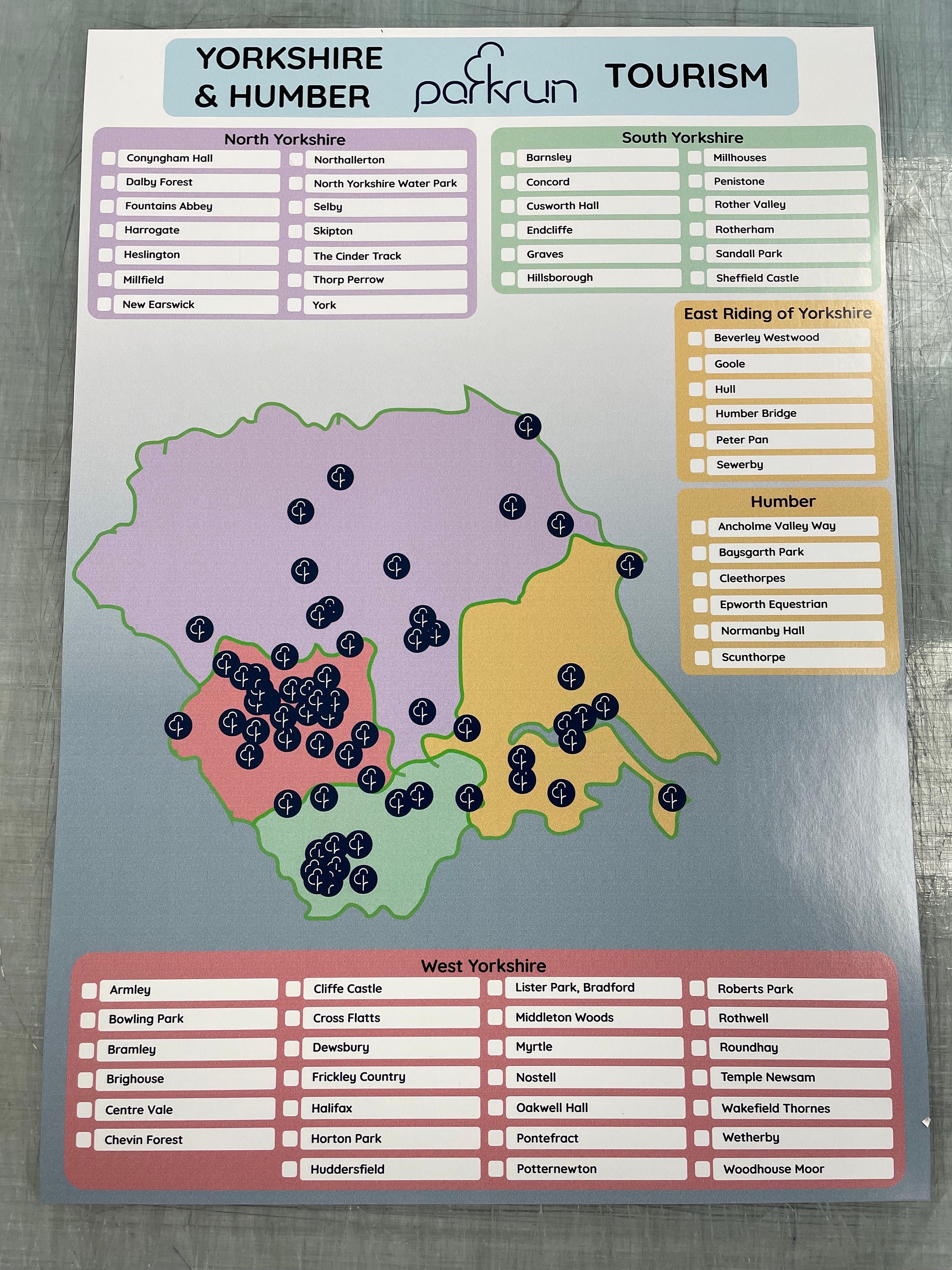Parkrun Tourist Yorkshire & Humber Map - Etsy UK
