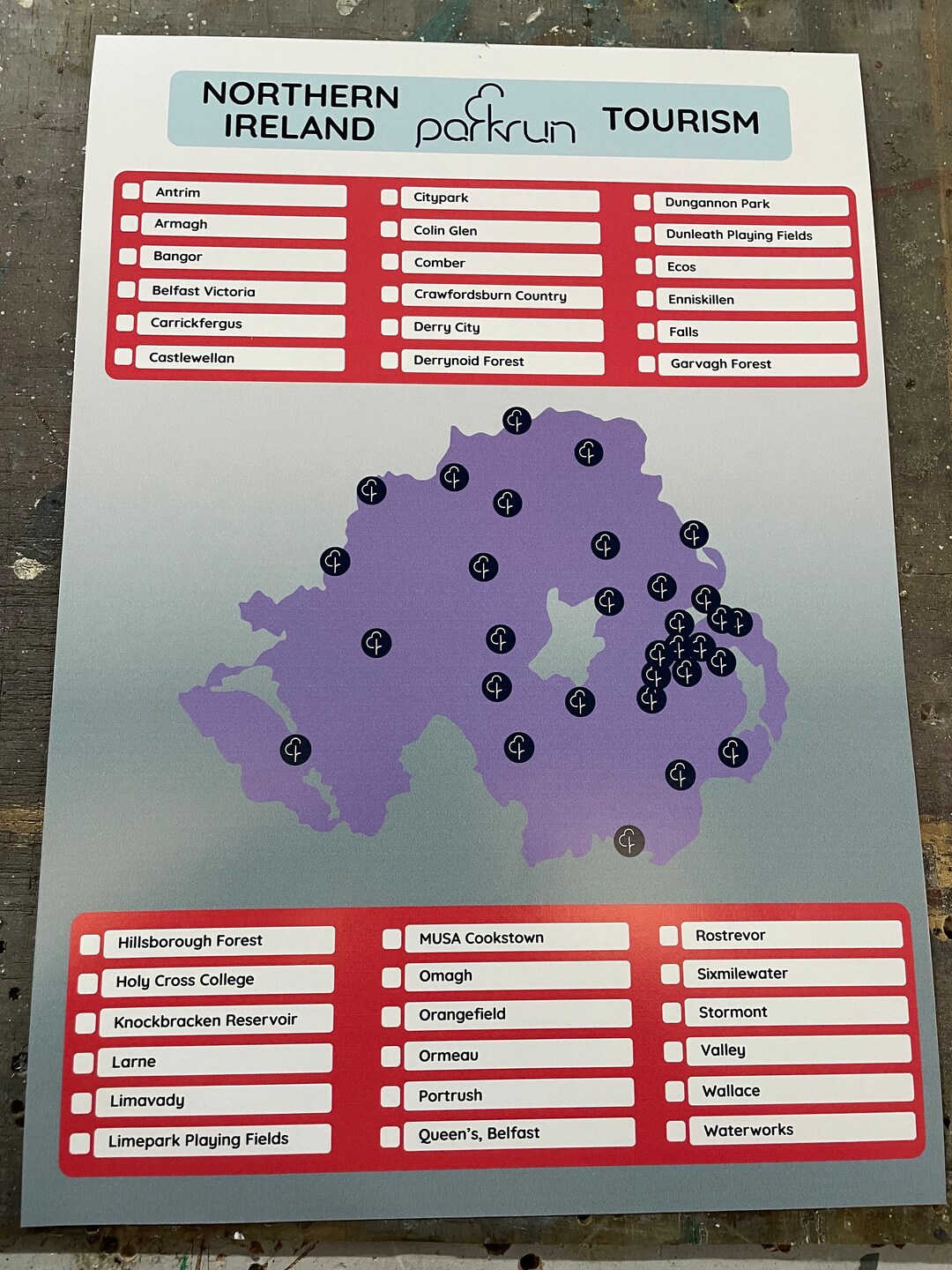 Parkrun Tourist Northern Ireland Map - Etsy