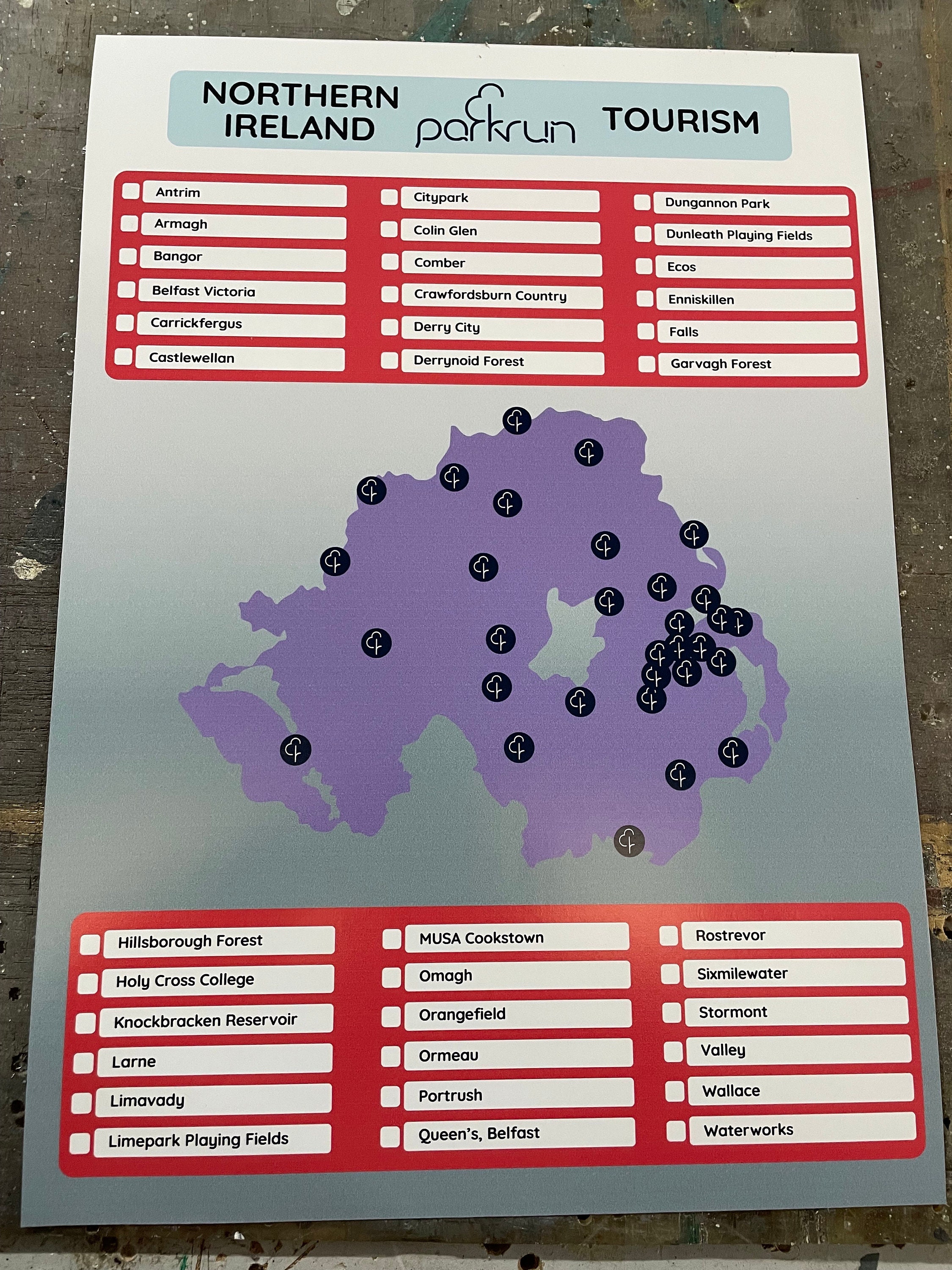 Parkrun Tourist Northern Ireland Map - Etsy