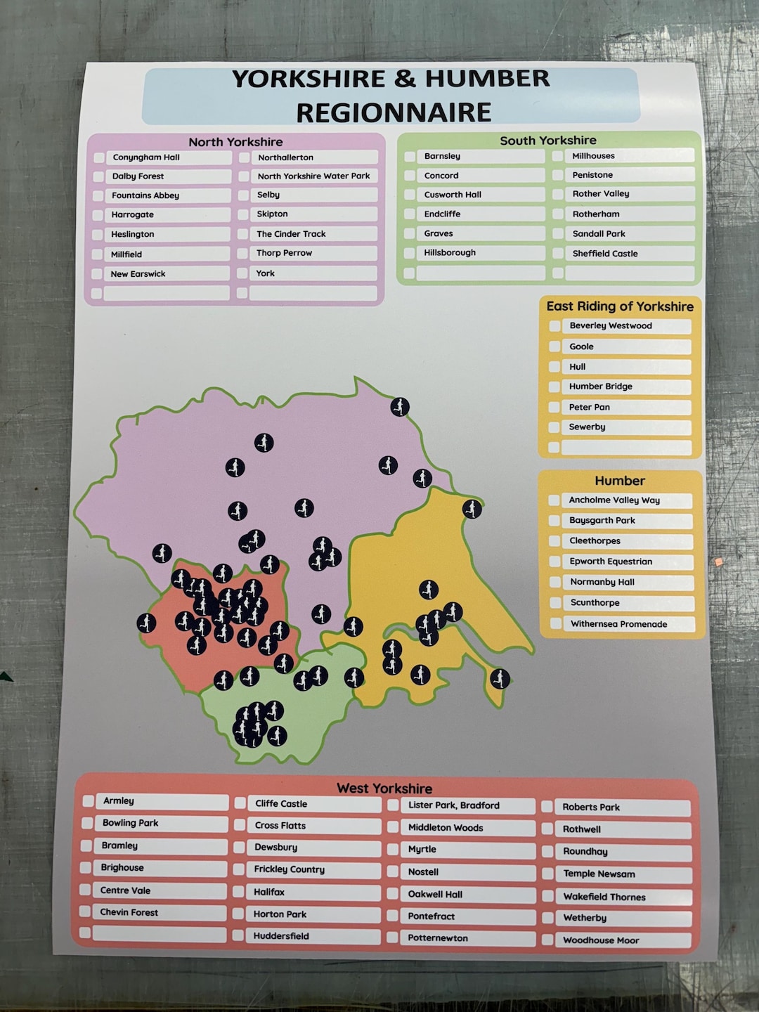 Parkrun Tourist Yorkshire & Humber Map - Etsy UK