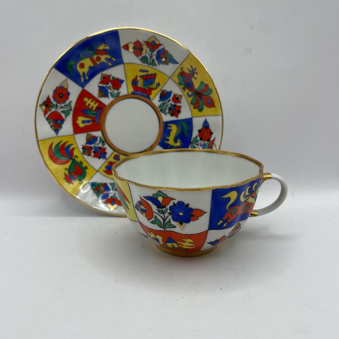 Vintage Porcelain Tea Cup With Saucer LFZ Russian Lubok. USSR. 3015 - Etsy
