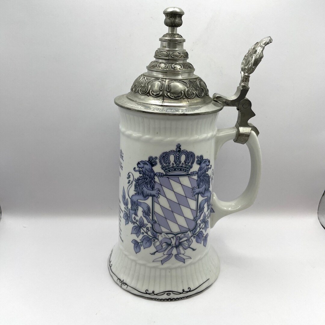 Vintage Porcelain Beer Stein With Lid 0.7 L. Germany. 1783 - Etsy