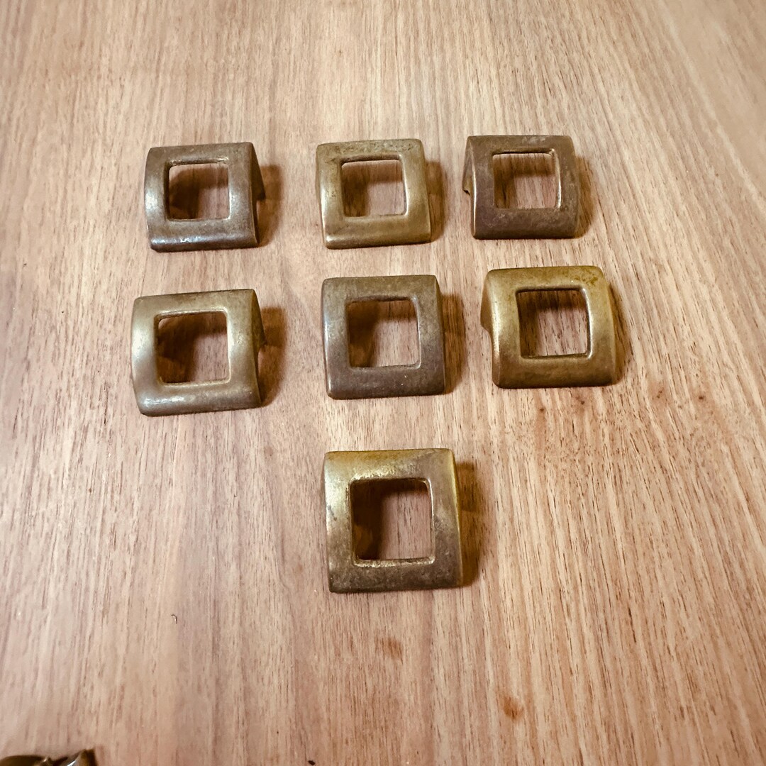 MCM Square Brass Drawer Handles / Pulls - Etsy