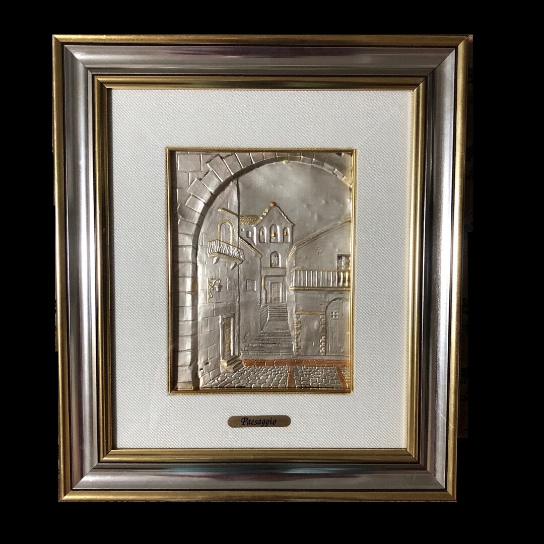 Vintage Italian Silver Bas Relief Landscape Art - Etsy