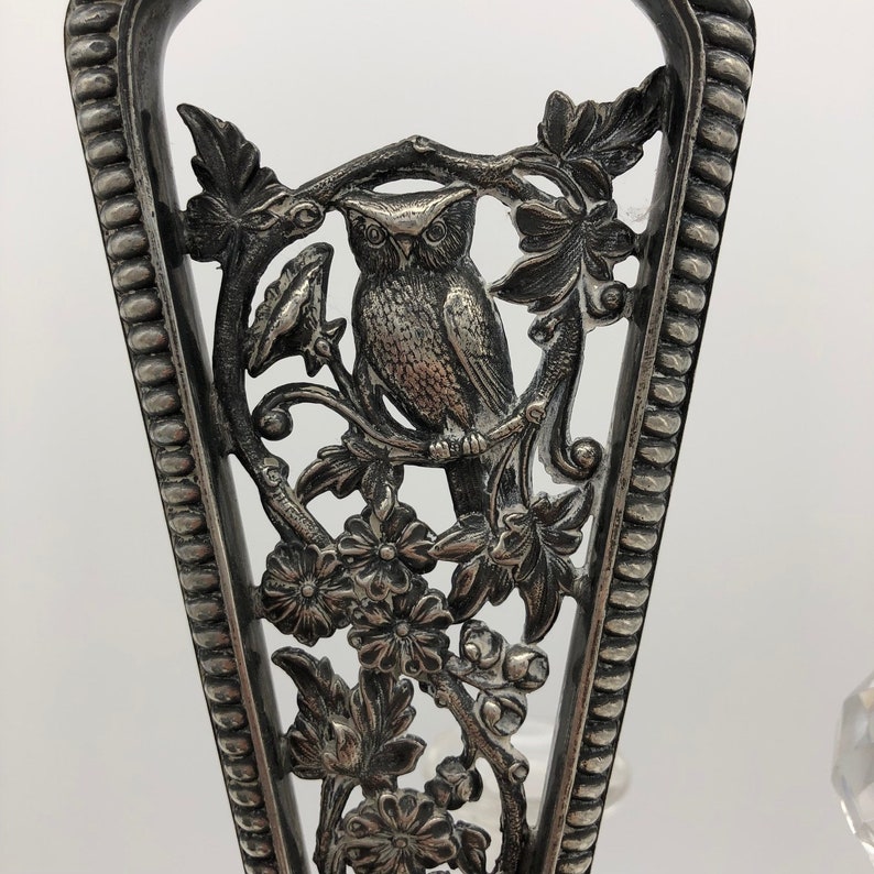 RARE LARGE Antique Condiment Cruet Set With Owl Accent by Simpson, Hall ...