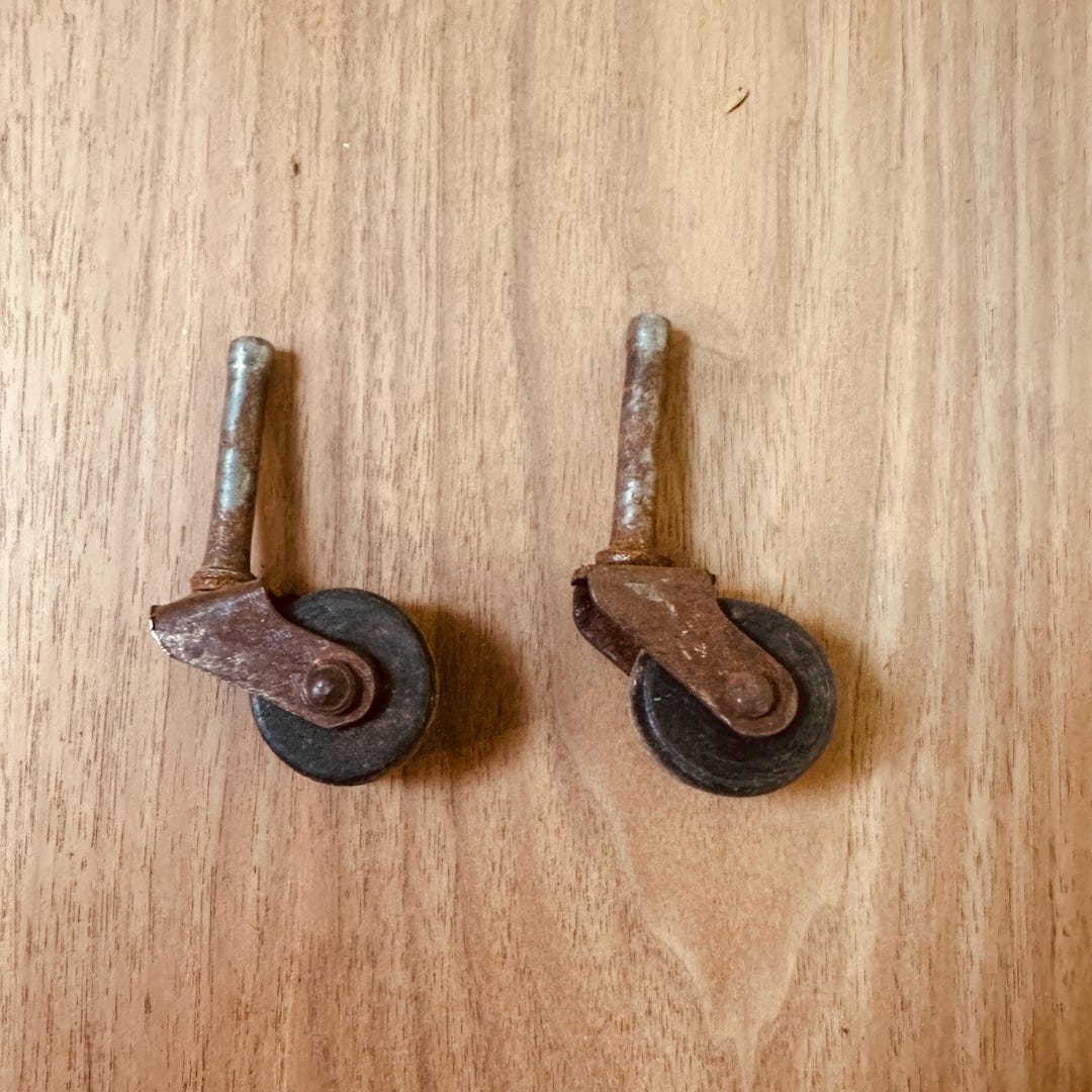 Antique Wood Casters Matching Set - Etsy