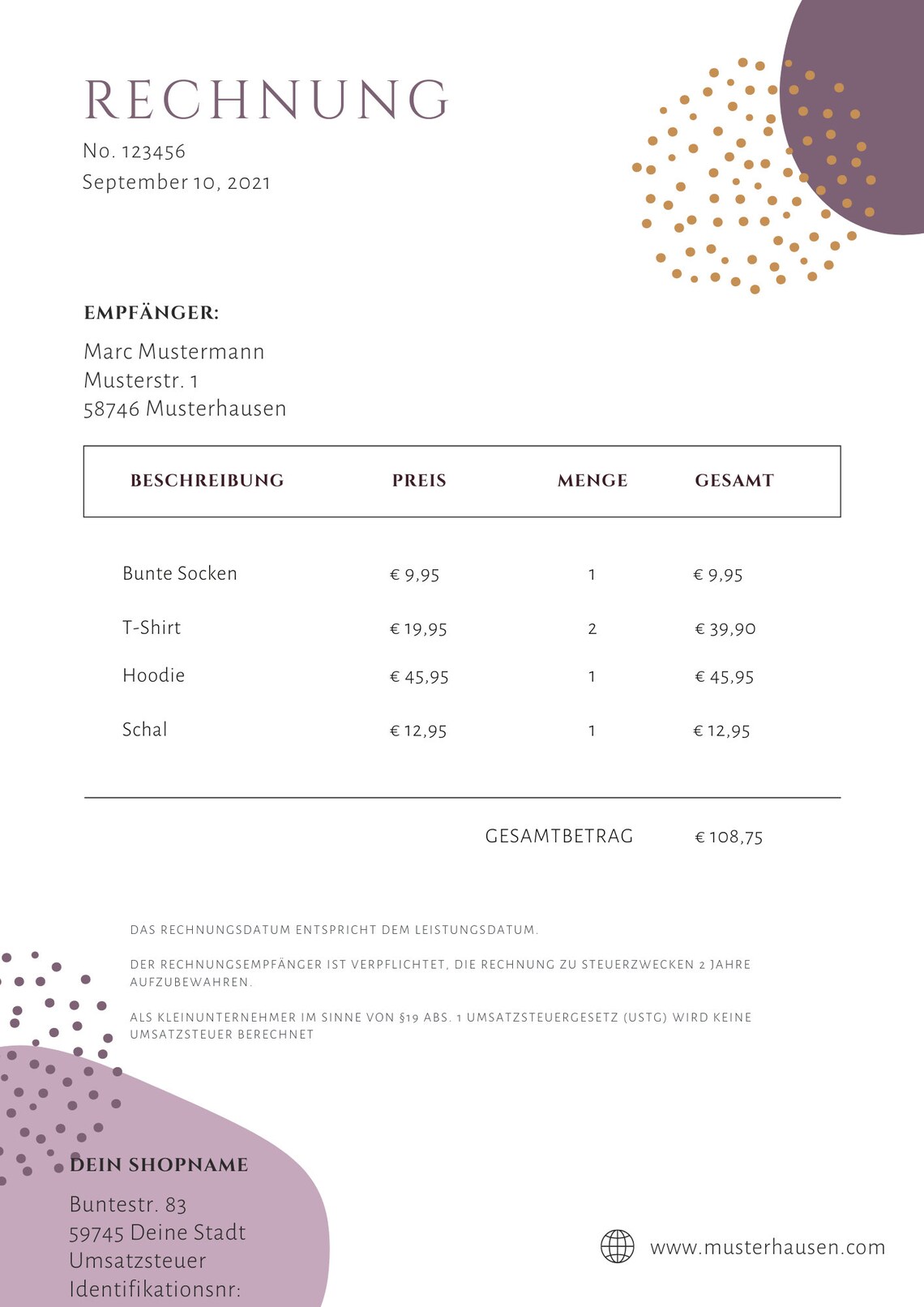Rechnung Shop