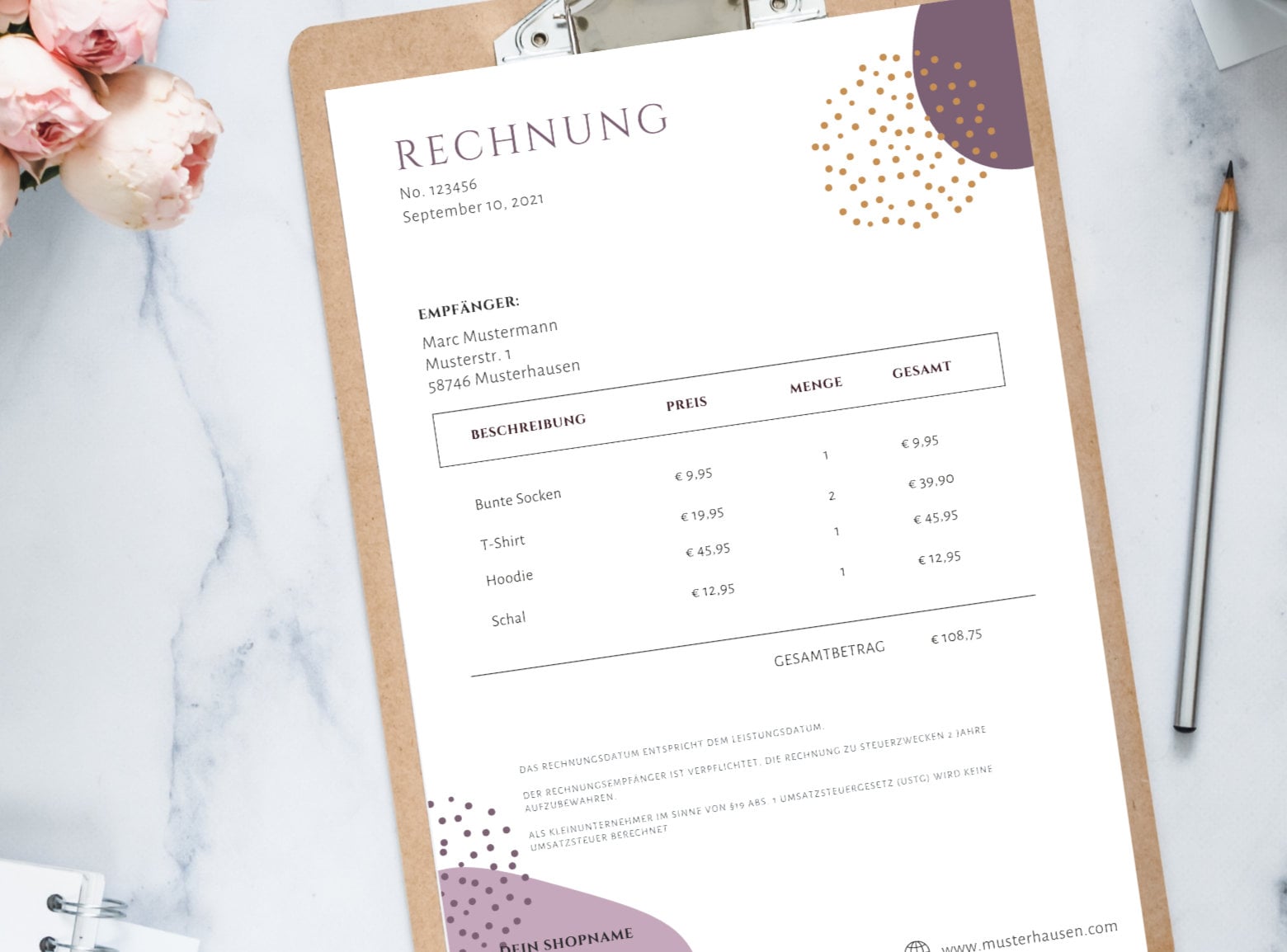 Invoice Template Small Business Correct Invoice German Digital Canva ...