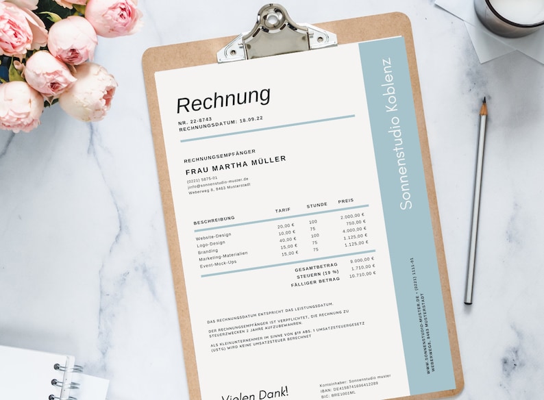 Invoice Template Small Business Correct Invoice German Digital Canva ...