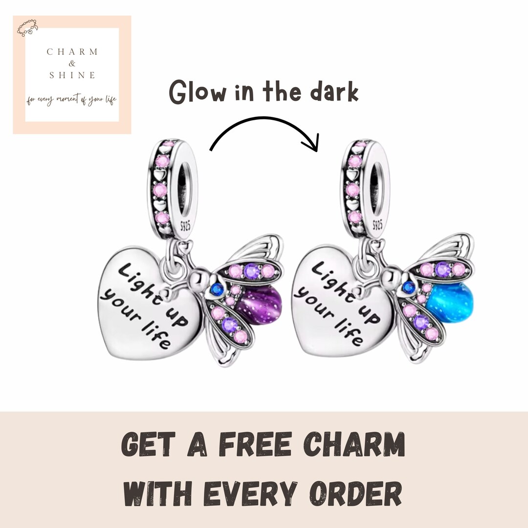 Firefly Charm Pendant Glow in the Dark Birthday Gift Charm Bracelet ...