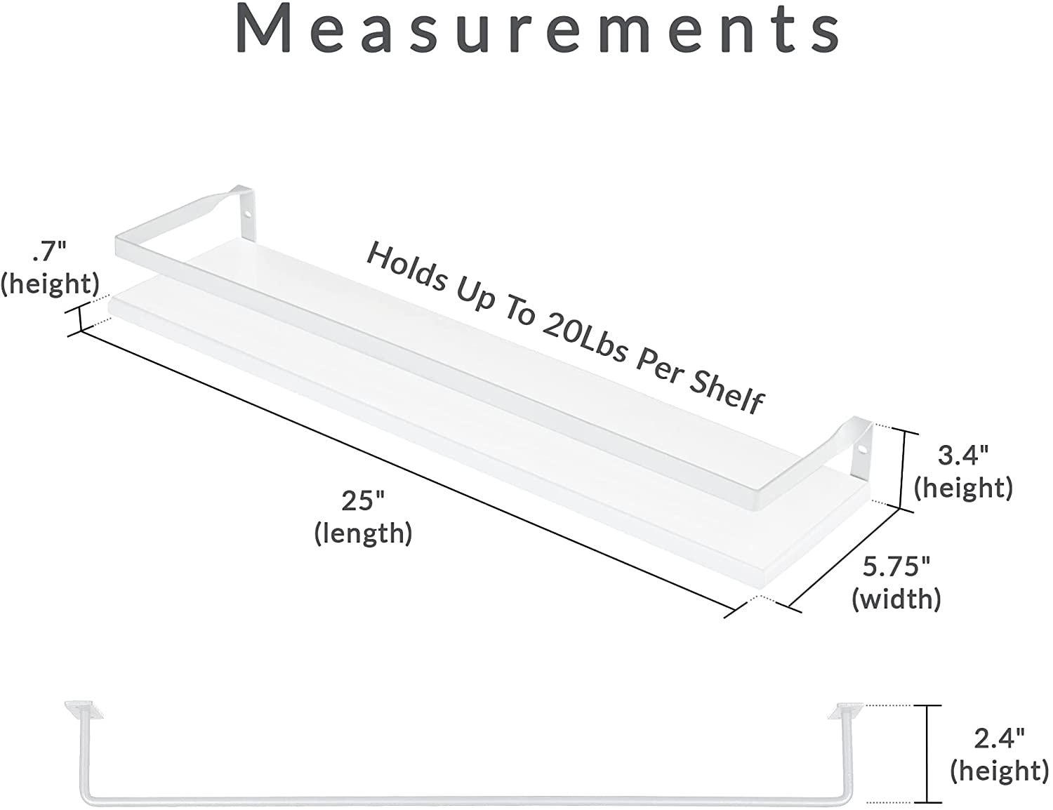 Modern White 25 Floating Wall Shelves With Guard Rails - Etsy