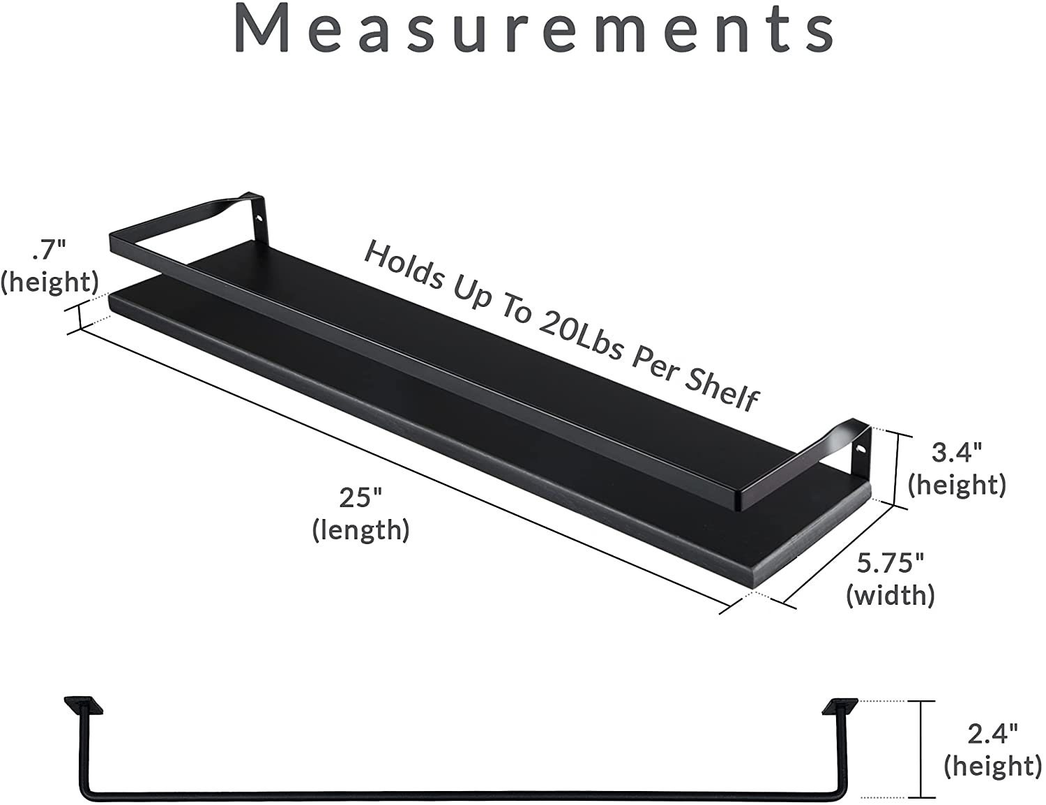 Modern Black 25 Floating Wall Shelves With Rails Set of - Etsy