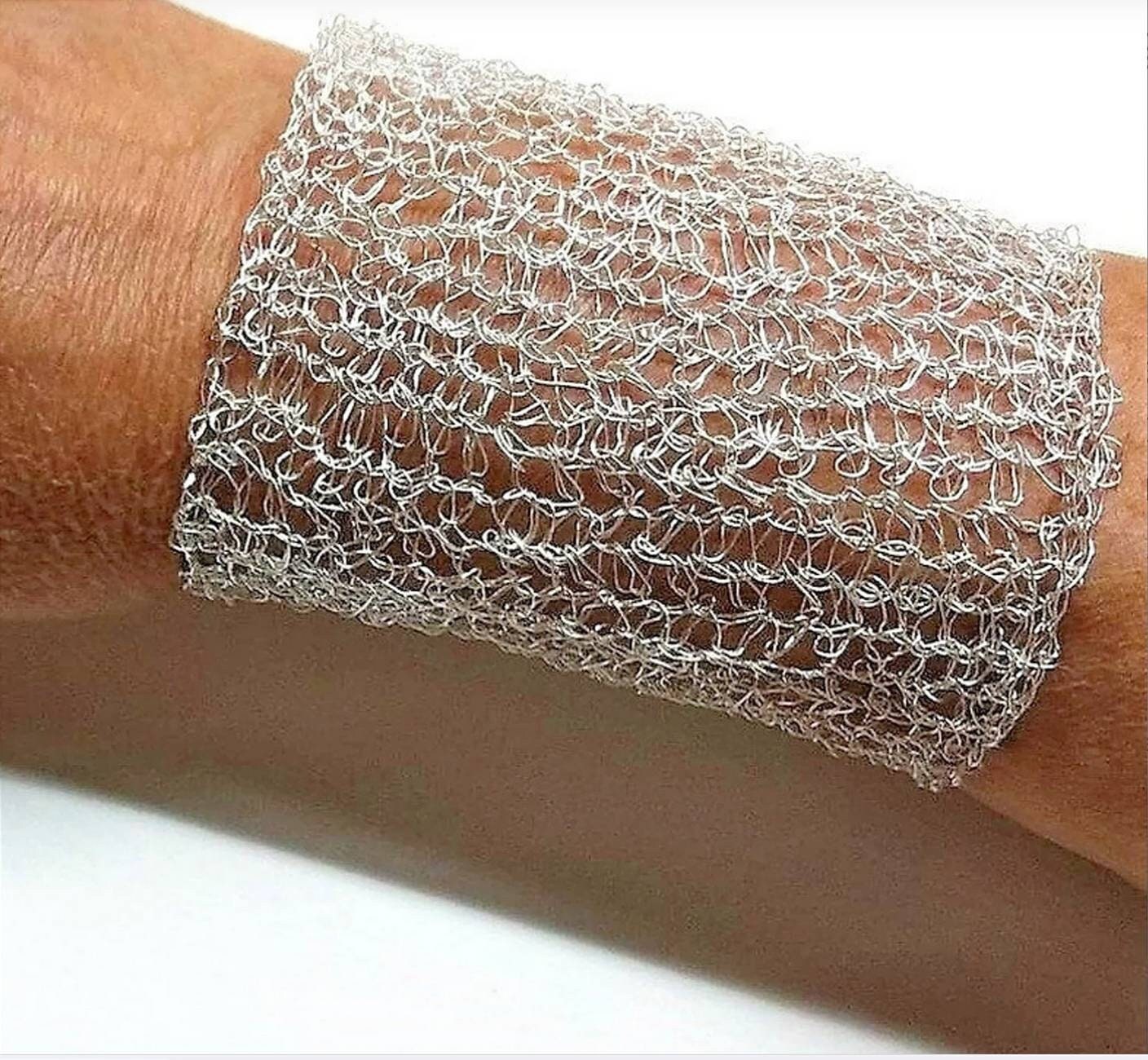 Silver Crochet Cuff Wire Crochet Bracelet Silver Knitted Bracelet ...